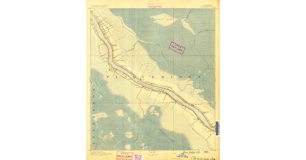 Old Maps of Monsecour, LA for Hiking & Exploration | Pastmaps