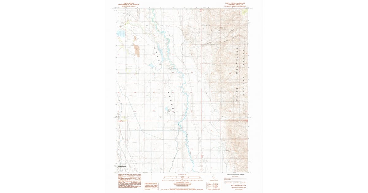 1984 Map of Poleta Canyon, Inyo County, CA — High-Res | Pastmaps