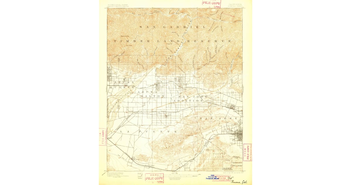 1898 Map of Pomona, CA — High-Res, 1902 Print | Pastmaps