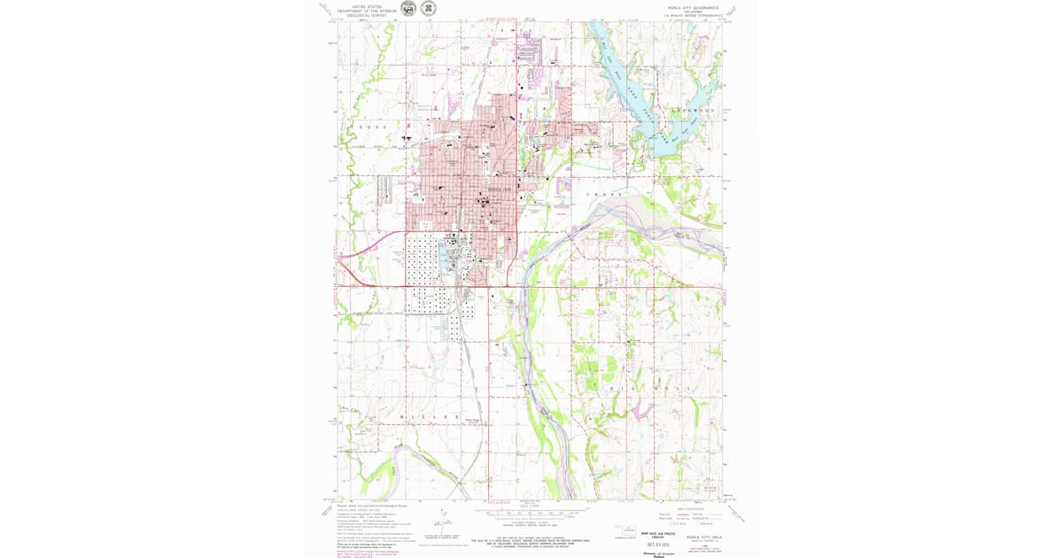 1968 Map of Ponca City, OK — High-Res, 1979 Print | Pastmaps