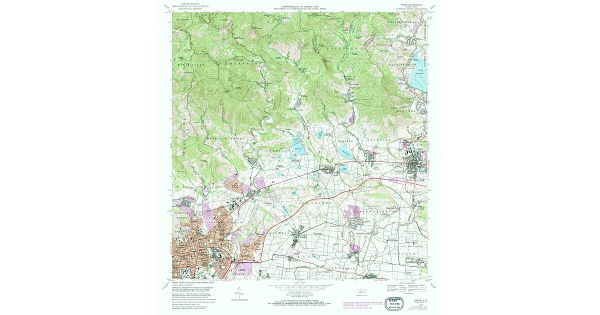 1970 Map of Ponce, PR — High-Res, 1982 Print | Pastmaps