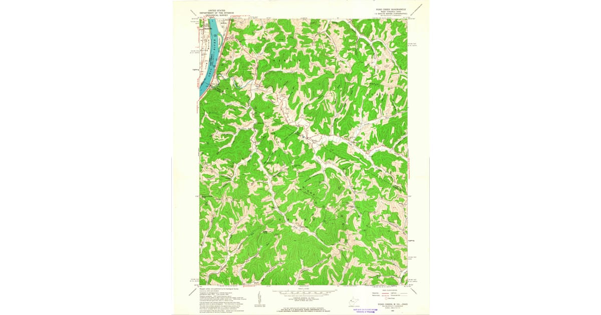 1960 Map of Pond Creek, Jackson County, WV — High-Res | Pastmaps