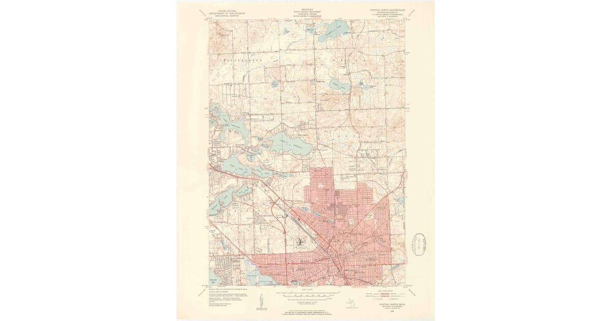 1952 Map of Pontiac North, Oakland County, MI — High-Res | Pastmaps
