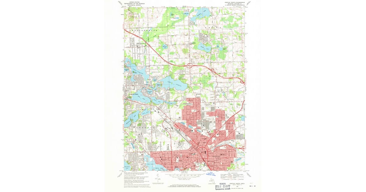 1968 Map of Pontiac North, Oakland County, MI — High-Res | Pastmaps