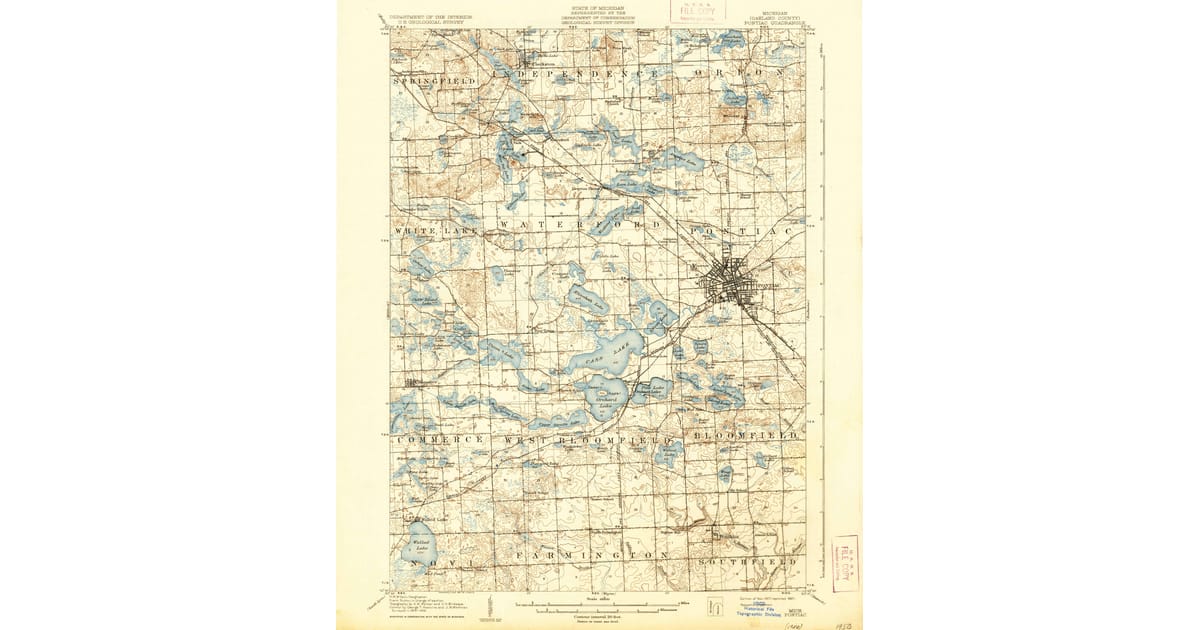 1907 Map of Pontiac, MI — High-Res, 1937 Print | Pastmaps