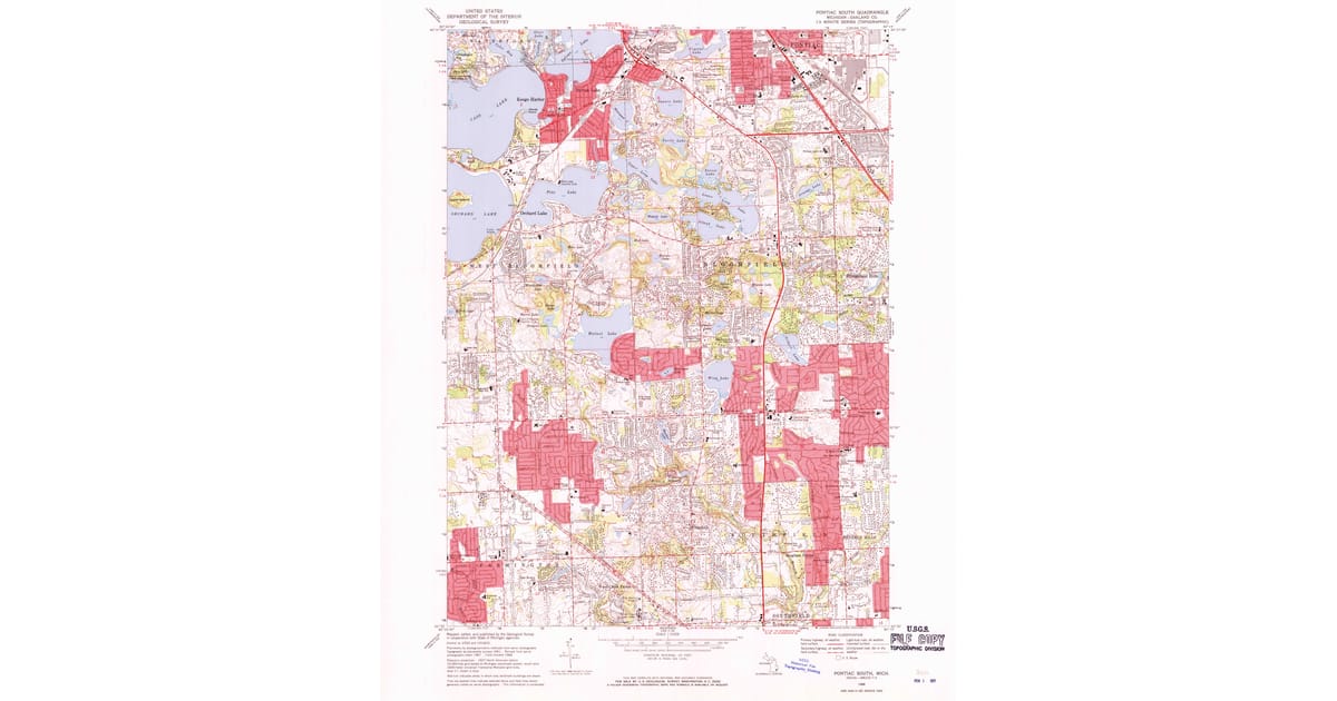 1968 Map of Pontiac South, Oakland County, MI — High-Res | Pastmaps