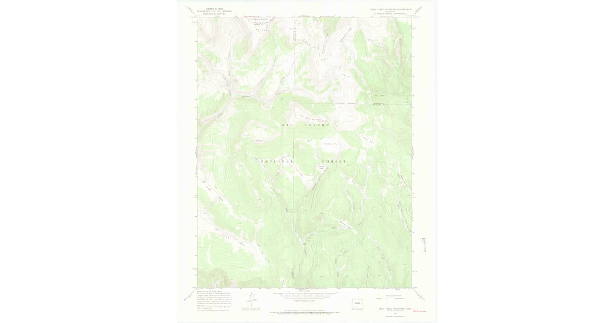 1967 Map of Pool Table Mountain, Mineral County, CO — High-Res | Pastmaps
