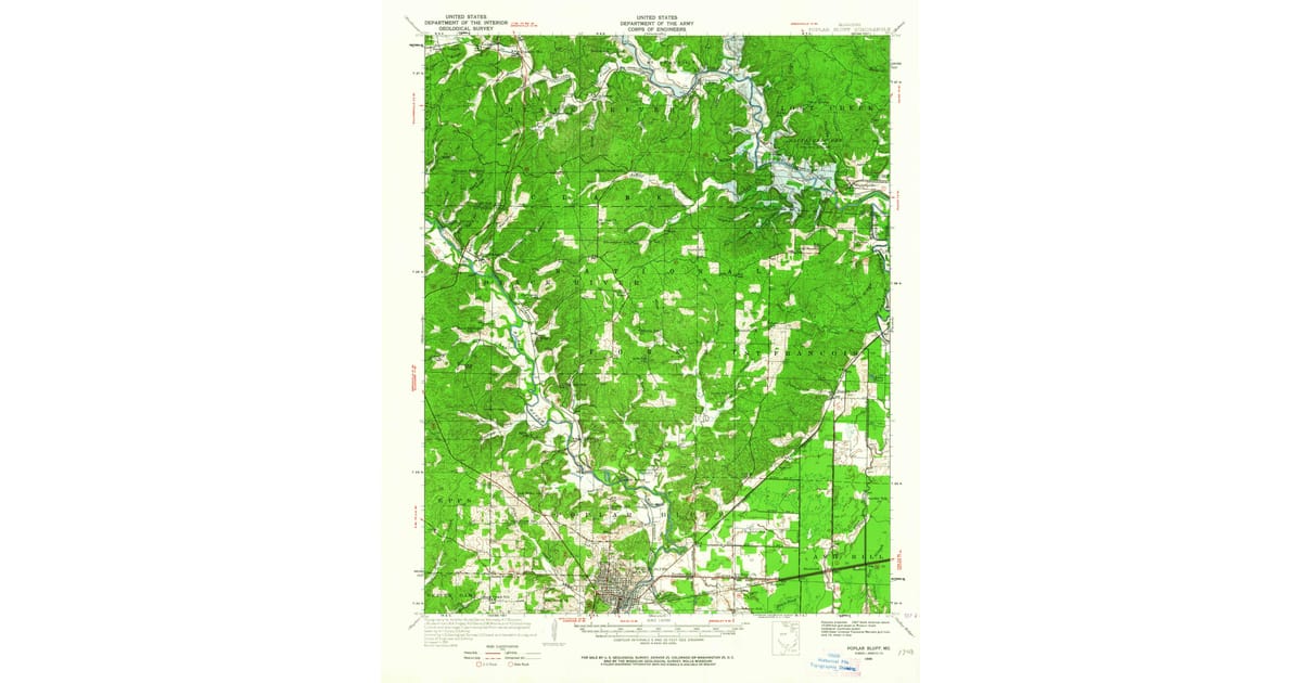 1949 Map of Poplar Bluff, MO — High-Res | Pastmaps