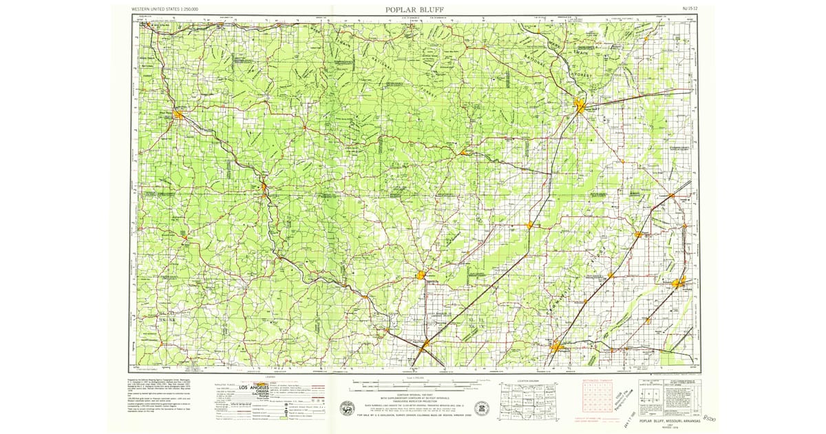 1957 Map of Poplar Bluff, MO — High-Res, 1979 Print #2 | Pastmaps
