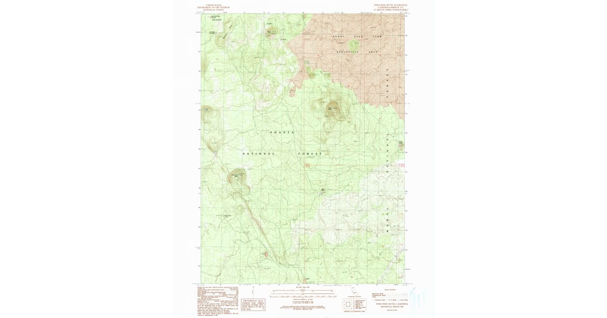 1990 Map of Porcupine Butte, Siskiyou County, CA — High-Res | Pastmaps