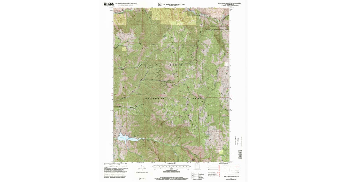 1998 Map of Porcupine Reservoir, Cache County, UT — High-Res | Pastmaps