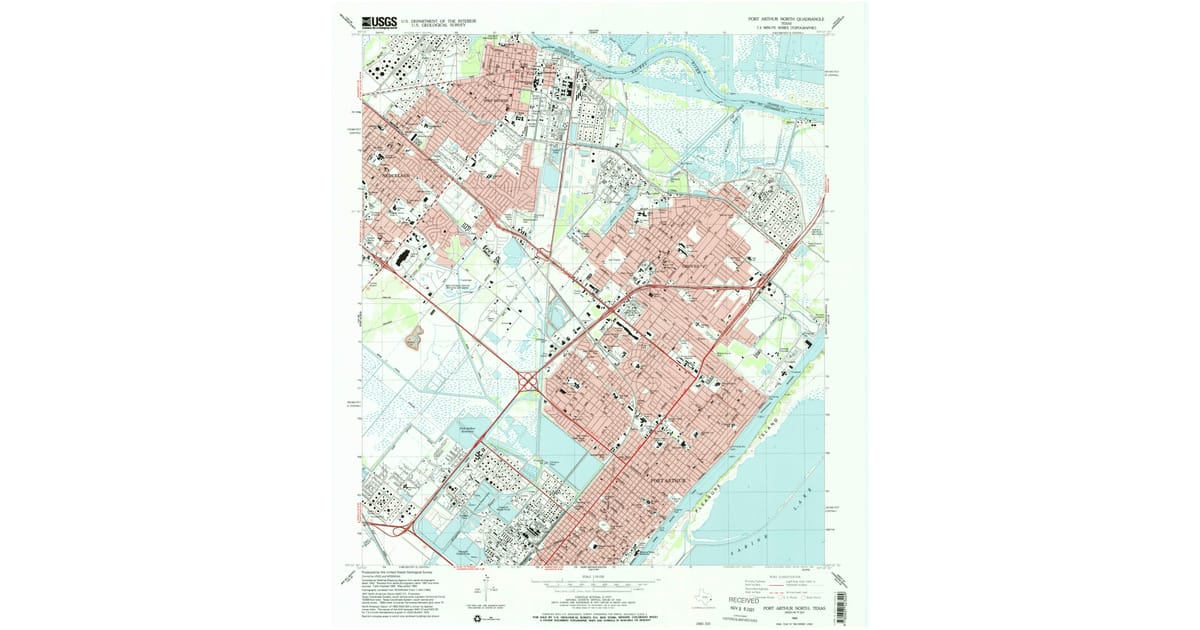 1993 Map of Port Arthur North, Jefferson County, TX — High-Res | Pastmaps