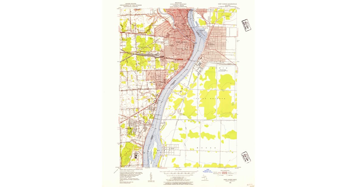 1952 Map of Port Huron, MI — High-Res | Pastmaps