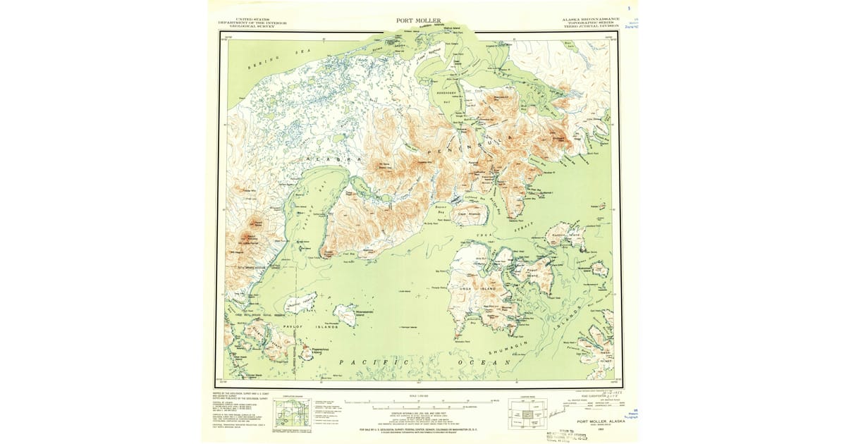 1953 Map of Port Moller, Aleutians East Borough, AK — High-Res | Pastmaps