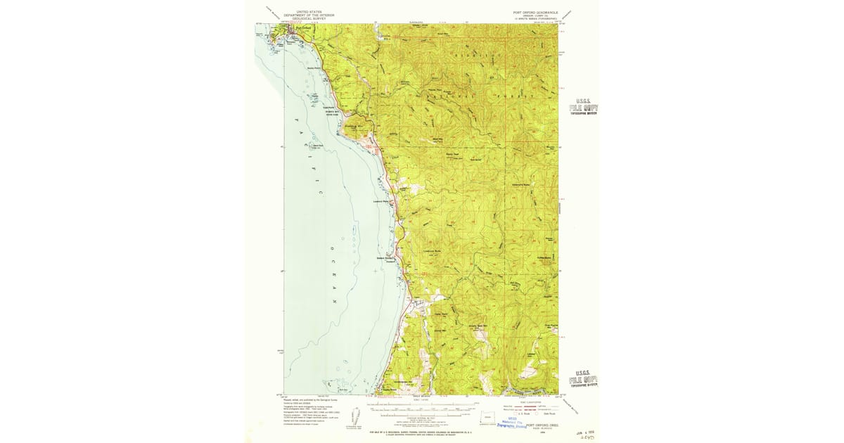 1954 Map of Port Orford, OR — High-Res | Pastmaps