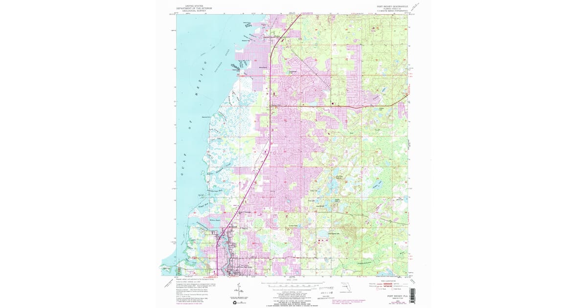 1954 Map of Port Richey, FL — High-Res, 1988 Print #2 | Pastmaps