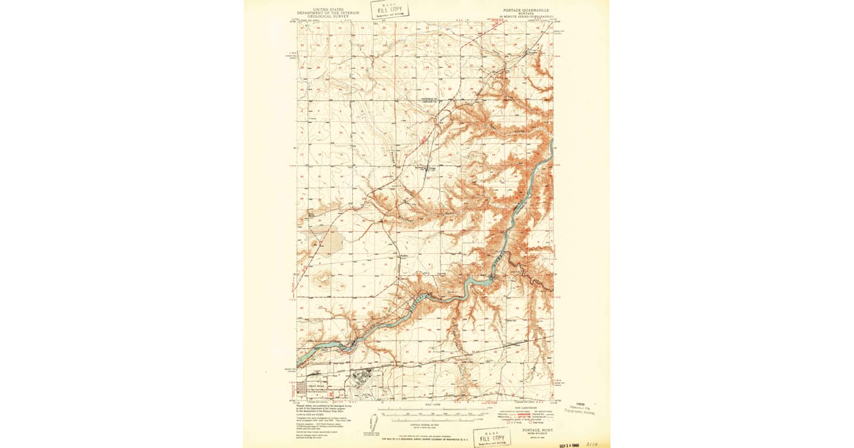 1949 Map of Portage, Cascade County, MT — High-Res | Pastmaps