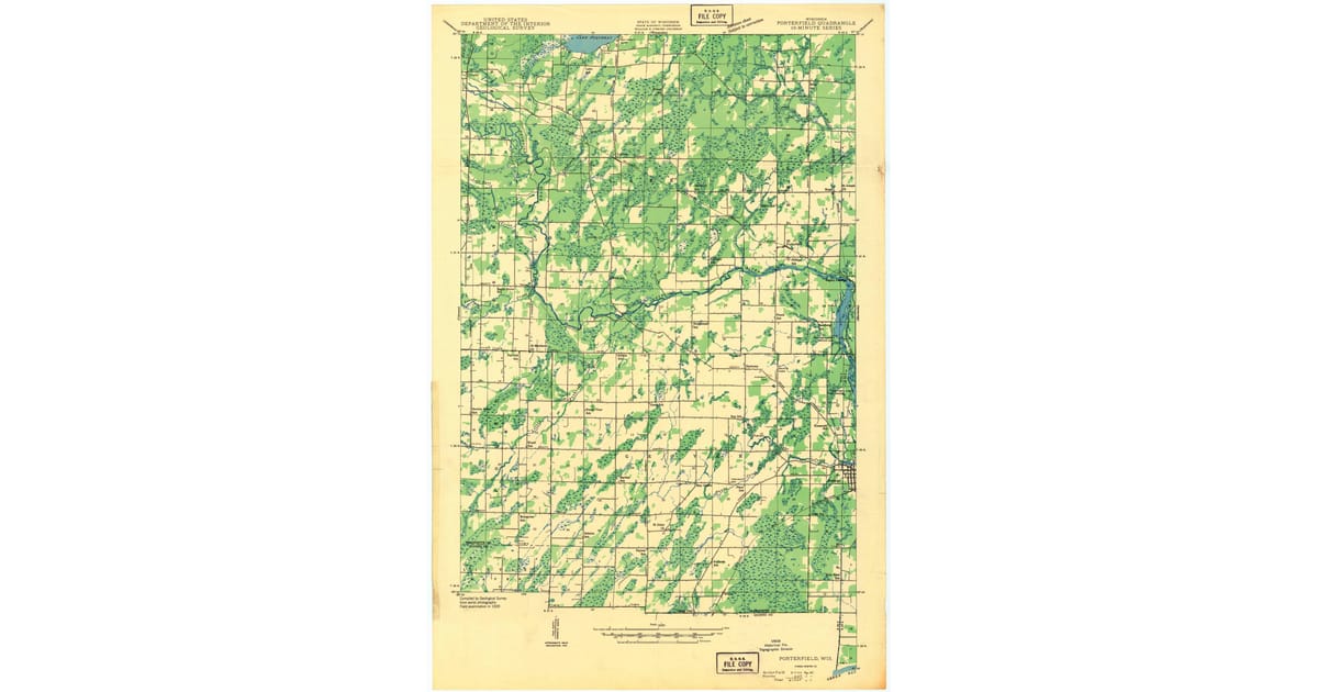 1942 Map of Porterfield, Marinette County, WI — High-Res | Pastmaps