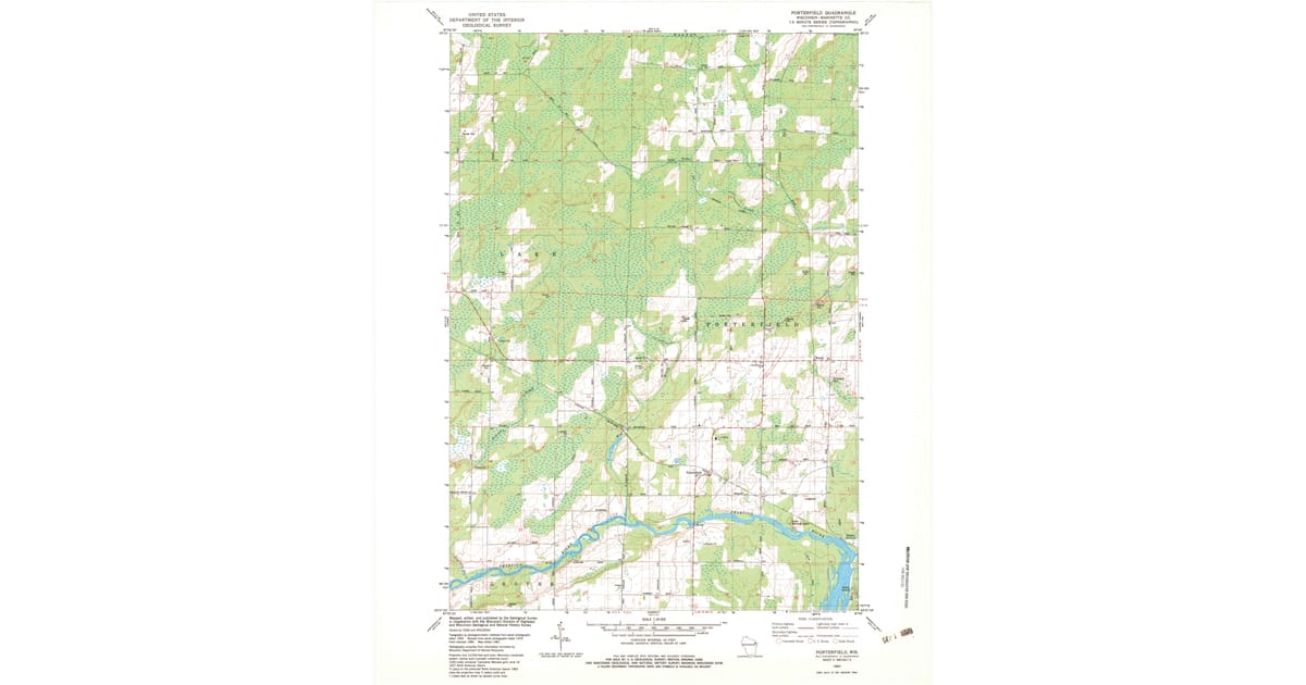 1982 Map of Porterfield, Marinette County, WI — High-Res | Pastmaps