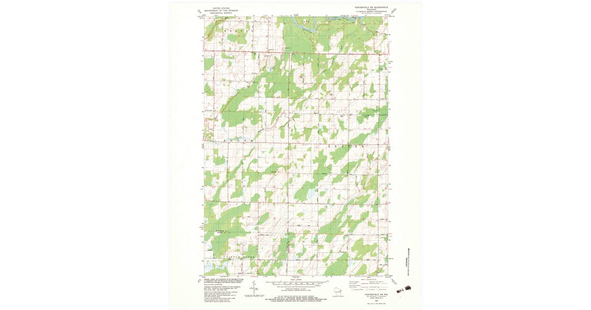 1982 Map of Porterfield SW, Marinette County, WI — High-Res | Pastmaps
