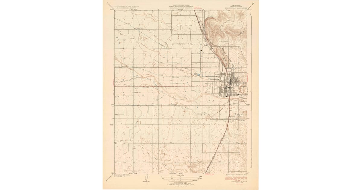 1929 Map of Porterville, CA — High-Res, 1929 Print #2 | Pastmaps