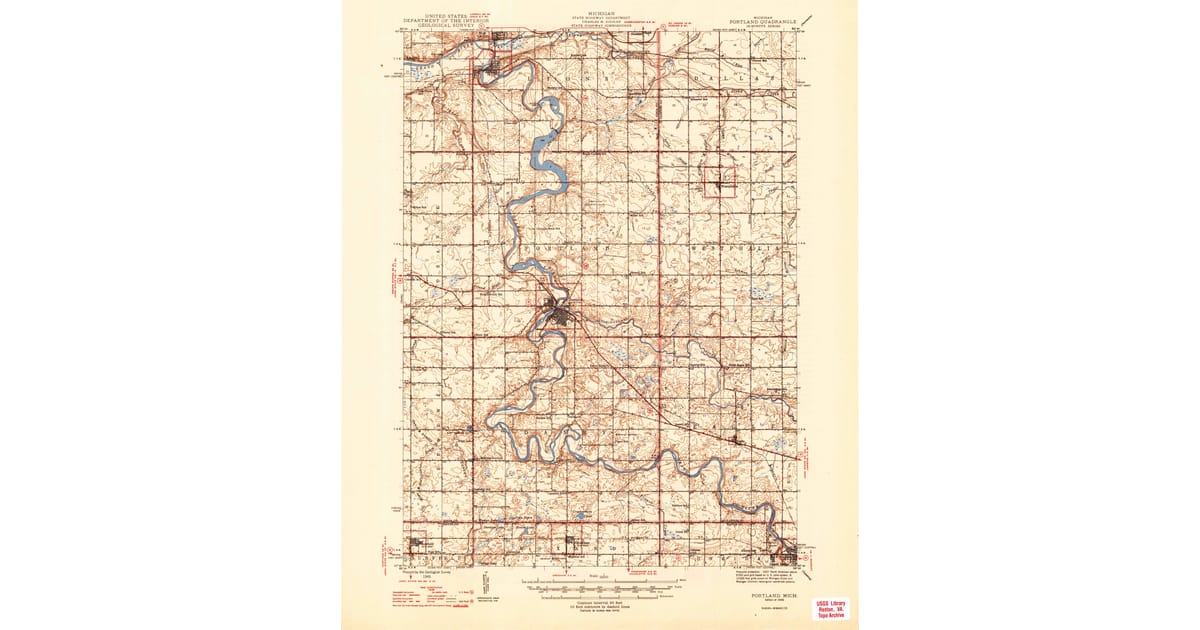 1945 Map of Portland, MI — High-Res, 1946 Print #2 | Pastmaps