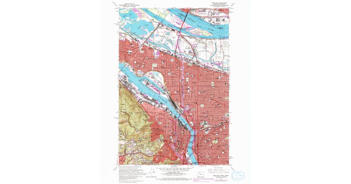1961 Map of Portland, OR — High-Res, 1978 Print | Pastmaps