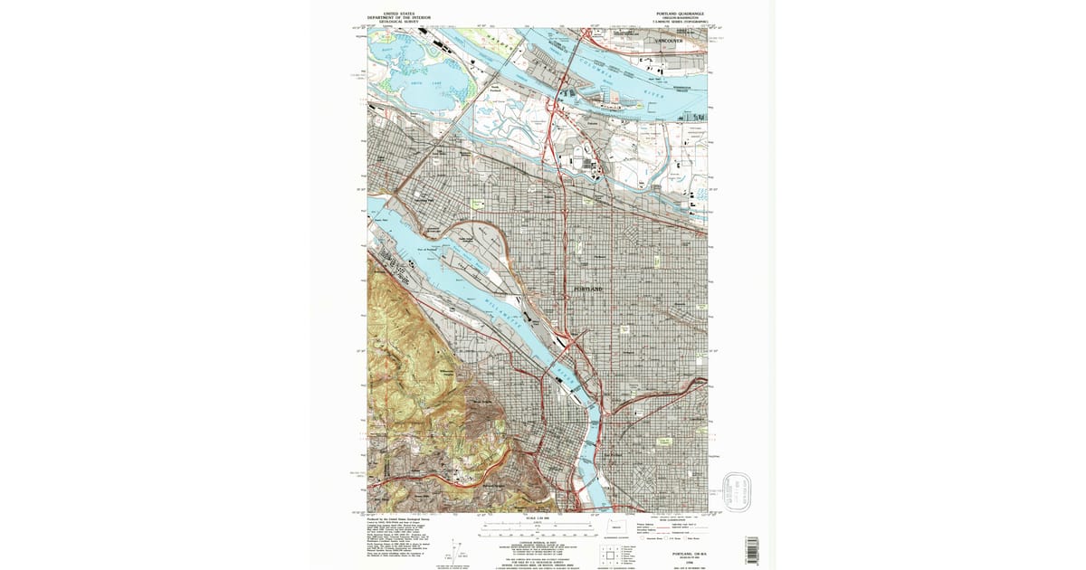 1990 Map of Portland, OR — High-Res | Pastmaps
