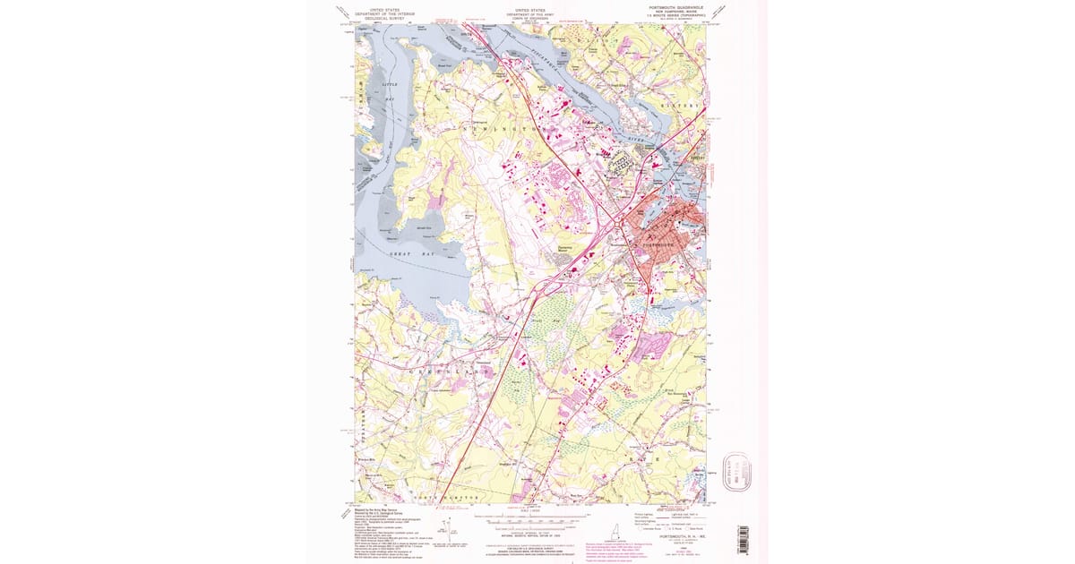 1956 Map of Portsmouth, NH — High-Res, 1994 Print #2 | Pastmaps