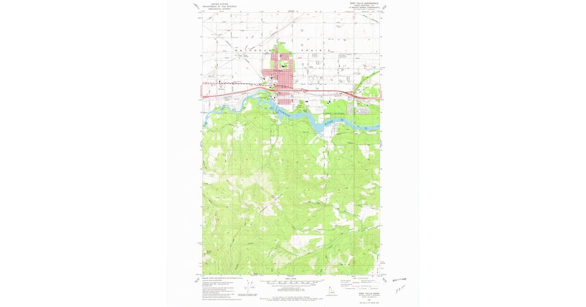 1981 Map of Post Falls, ID — High-Res | Pastmaps