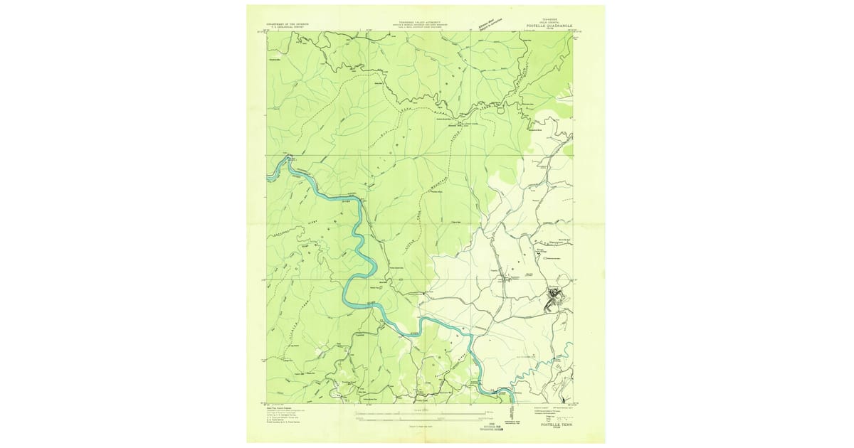 1936 Map of Postelle, Polk County, TN — High-Res | Pastmaps