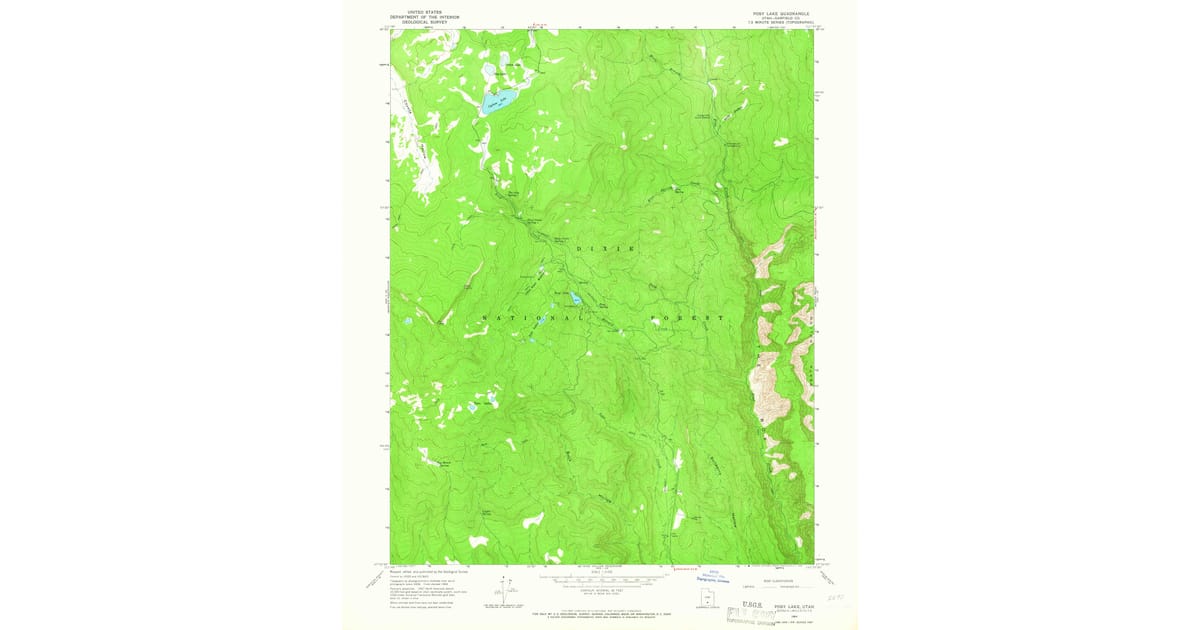 1964 Map of Posy Lake, Garfield County, UT — High-Res | Pastmaps