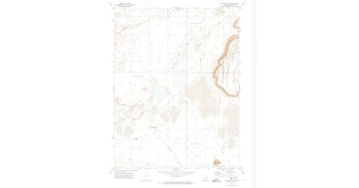 1971 Map of Pot Mountain, Millard County, UT — High-Res | Pastmaps
