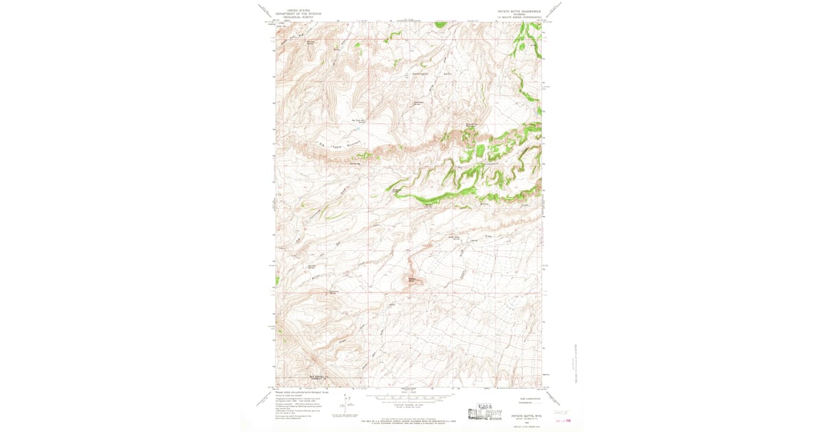 1965 Map of Potato Butte, Hot Springs County, WY — High-Res | Pastmaps