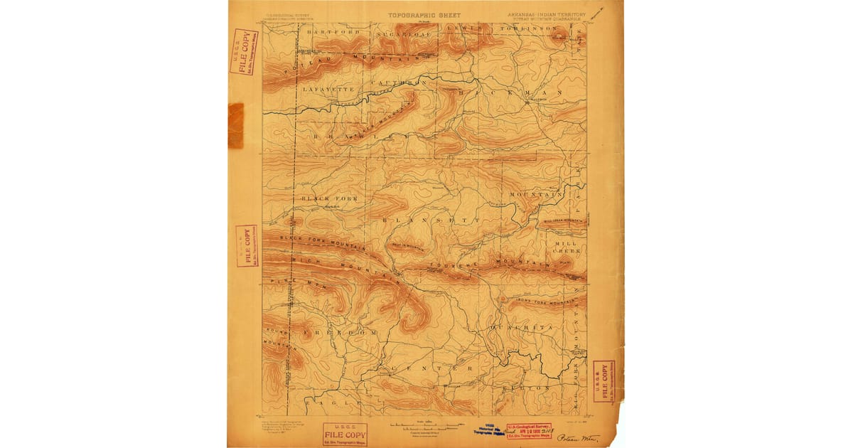 1899 Map of Poteau Mountain, Scott County, AR — High-Res | Pastmaps