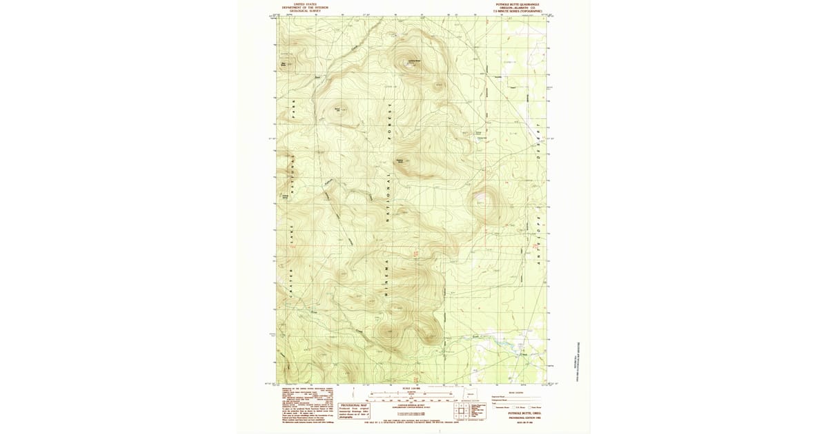 1985 Map of Pothole Butte, Klamath County, OR — High-Res | Pastmaps