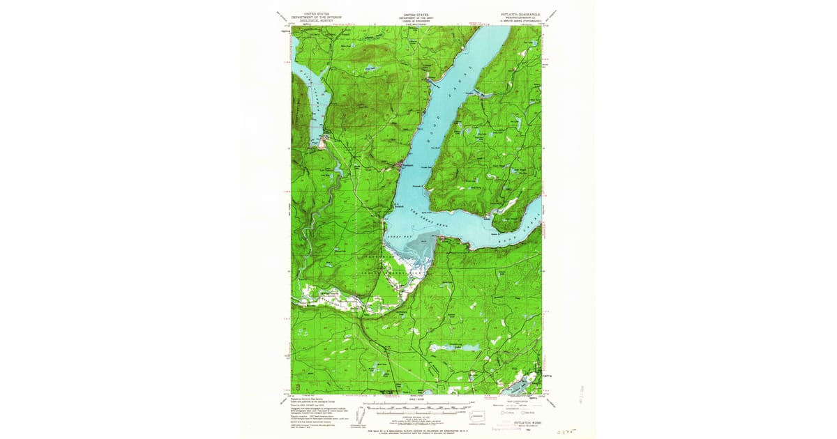 1952 Map of Potlatch, Mason County, WA — High-Res, 1964 Print | Pastmaps
