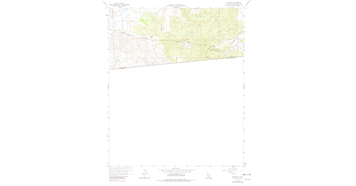 1960 Map of Potrero, CA — High-Res, 1982 Print | Pastmaps