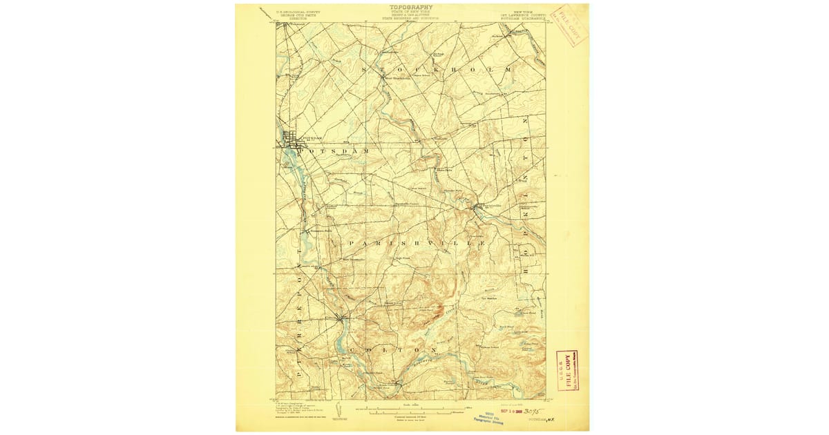 1908 Map of Potsdam, St. Lawrence County, NY — High-Res | Pastmaps