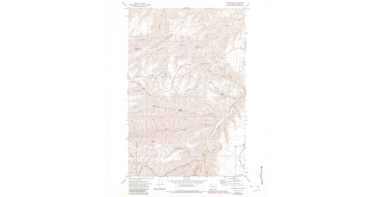1971 Map of Potter Hill, Asotin County, WA — High-Res, 1983 Print ...