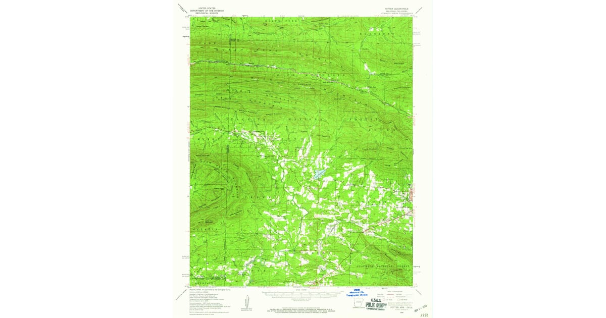 1958 Map of Potter, Polk County, AR — High-Res | Pastmaps