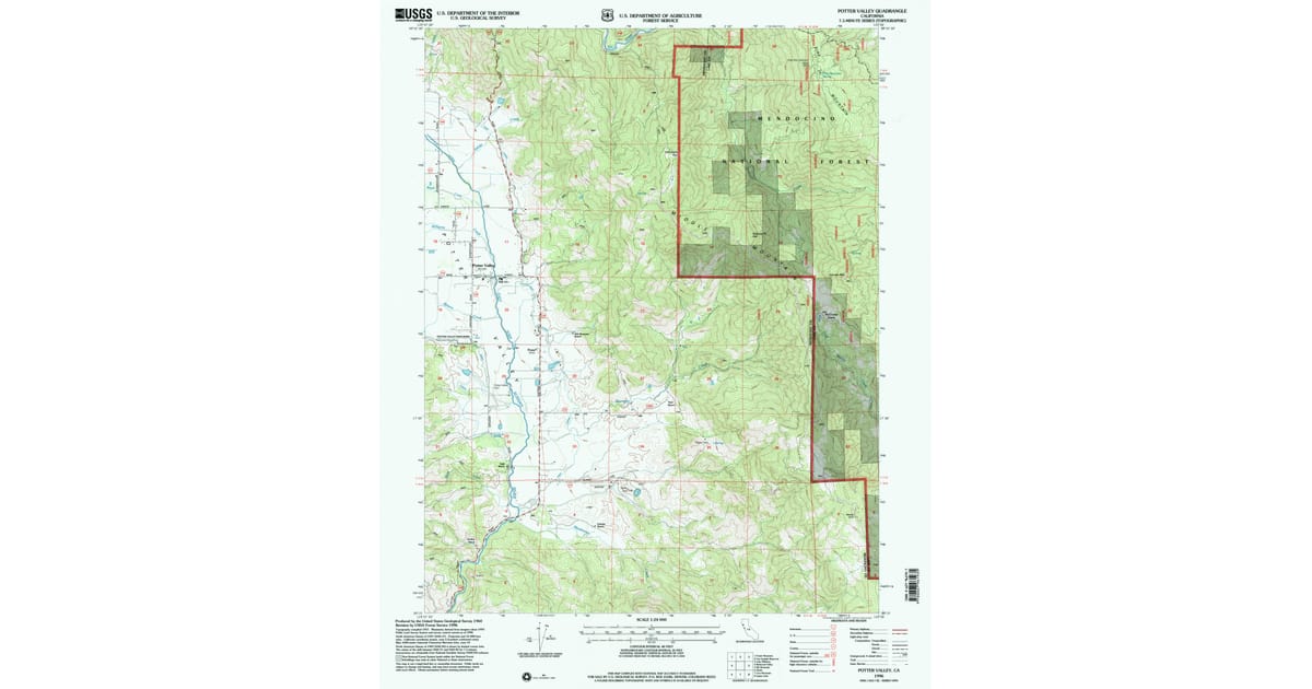 1996 Map of Potter Valley, CA — High-Res | Pastmaps