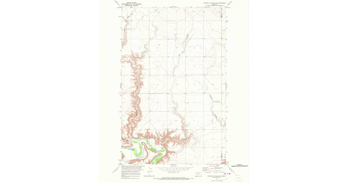 1970 Map of Poverty Coulee SE, Liberty County, MT — High-Res | Pastmaps