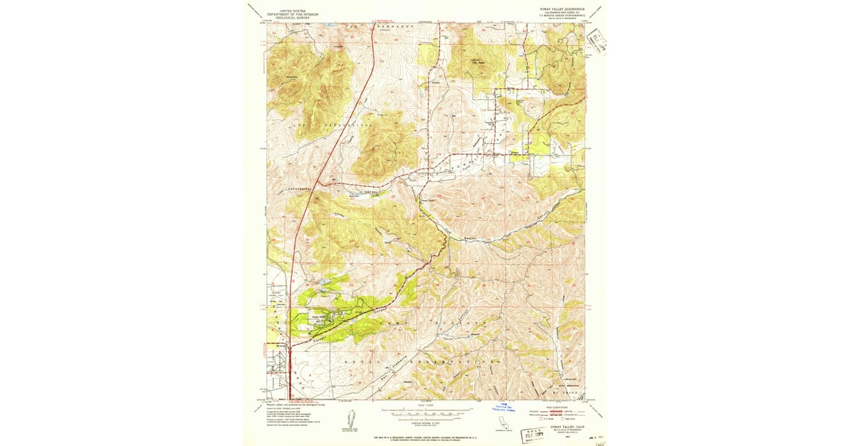 1952 Map of Poway Valley, San Diego County, CA — High-Res | Pastmaps