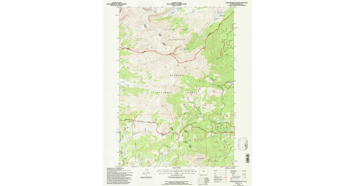 1993 Map of Powder River Pass, Johnson County, WY — High-Res | Pastmaps