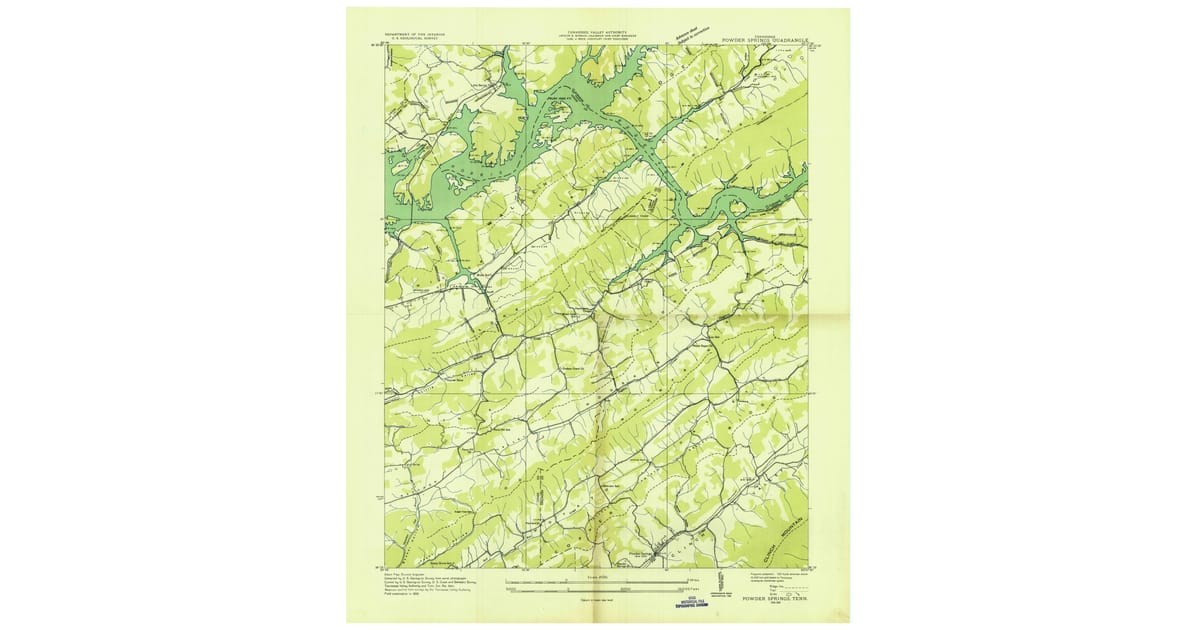 1936 Map of Powder Springs, Union County, TN — High-Res | Pastmaps