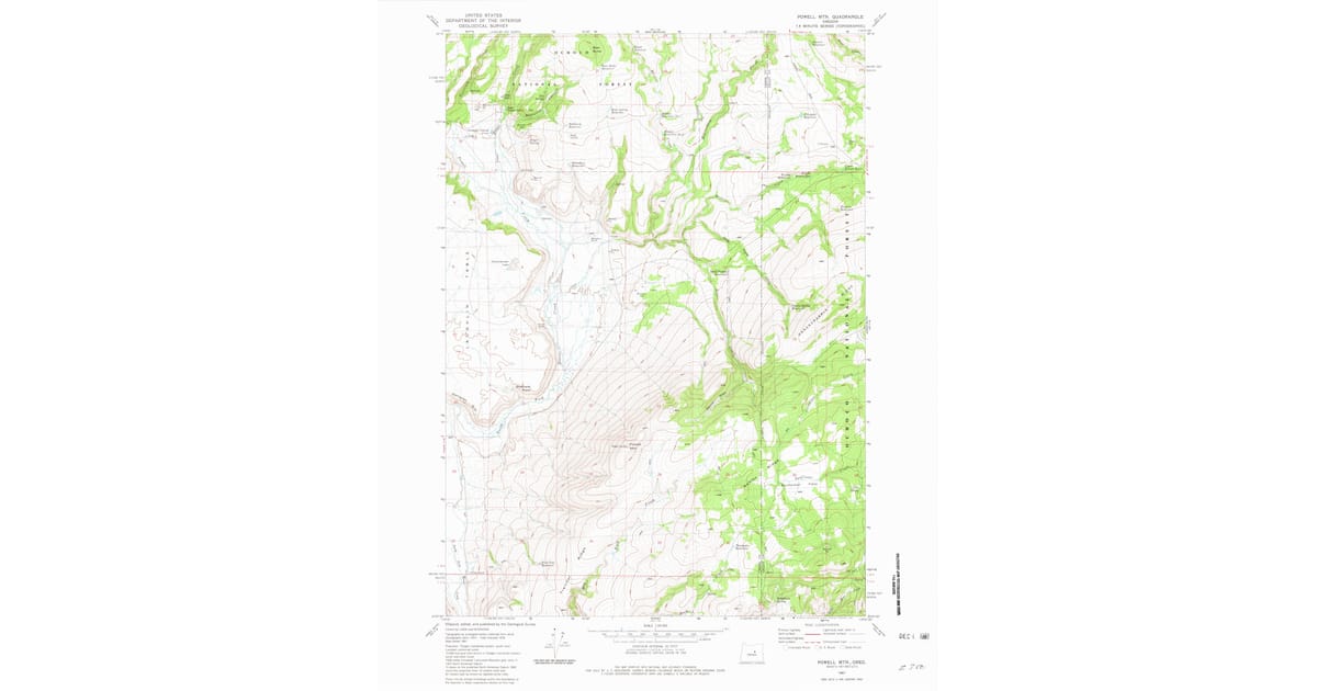 1981 Map of Powell Mtn, Crook County, OR — High-Res | Pastmaps
