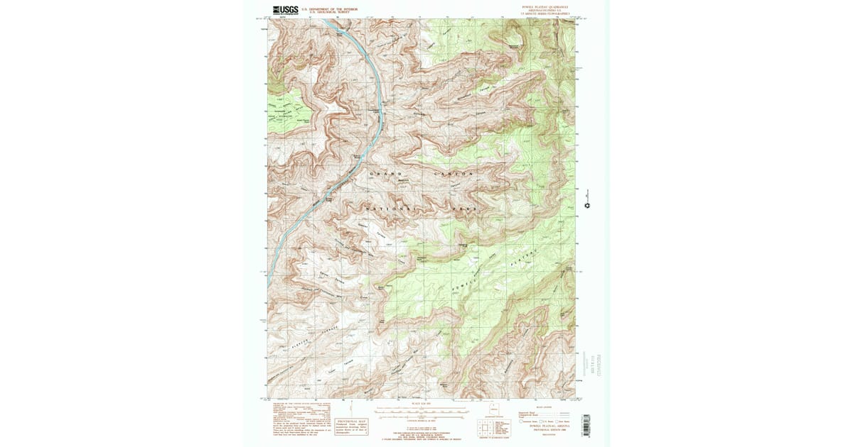 1988 Map of Powell Plateau, Coconino County, AZ — High-Res | Pastmaps