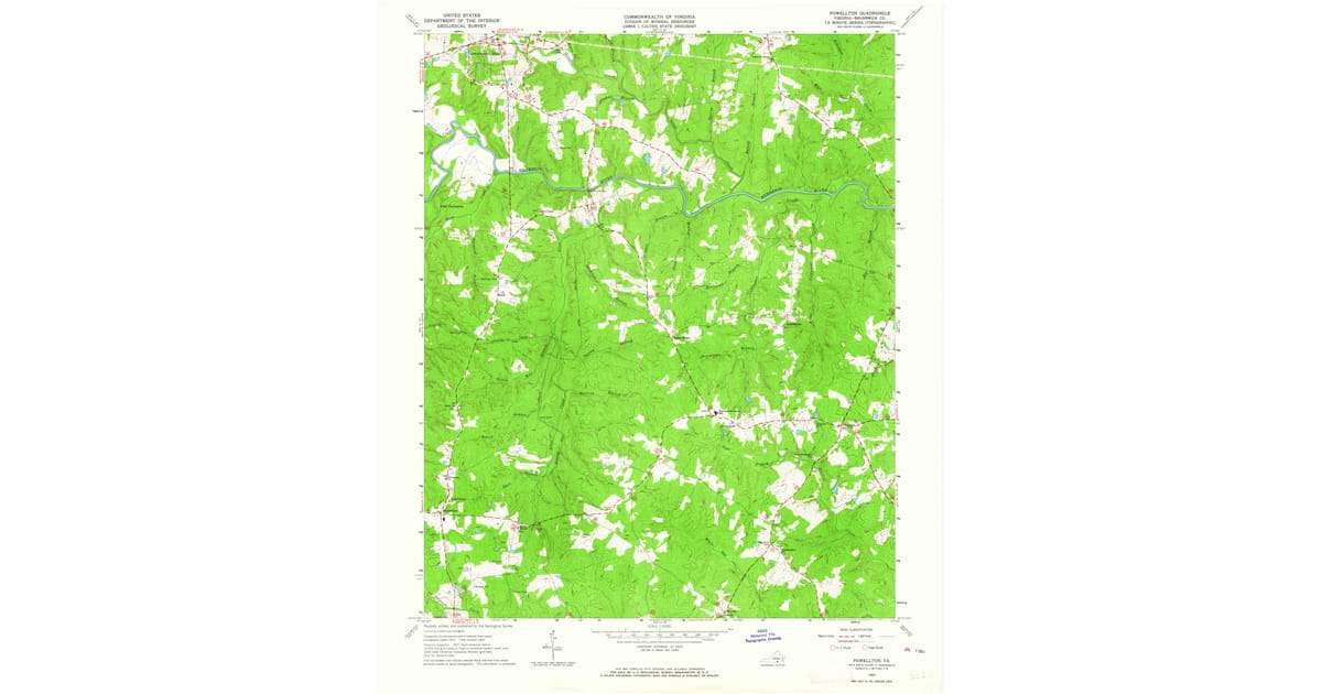 1963 Map of Powellton, Brunswick County, VA — High-Res | Pastmaps