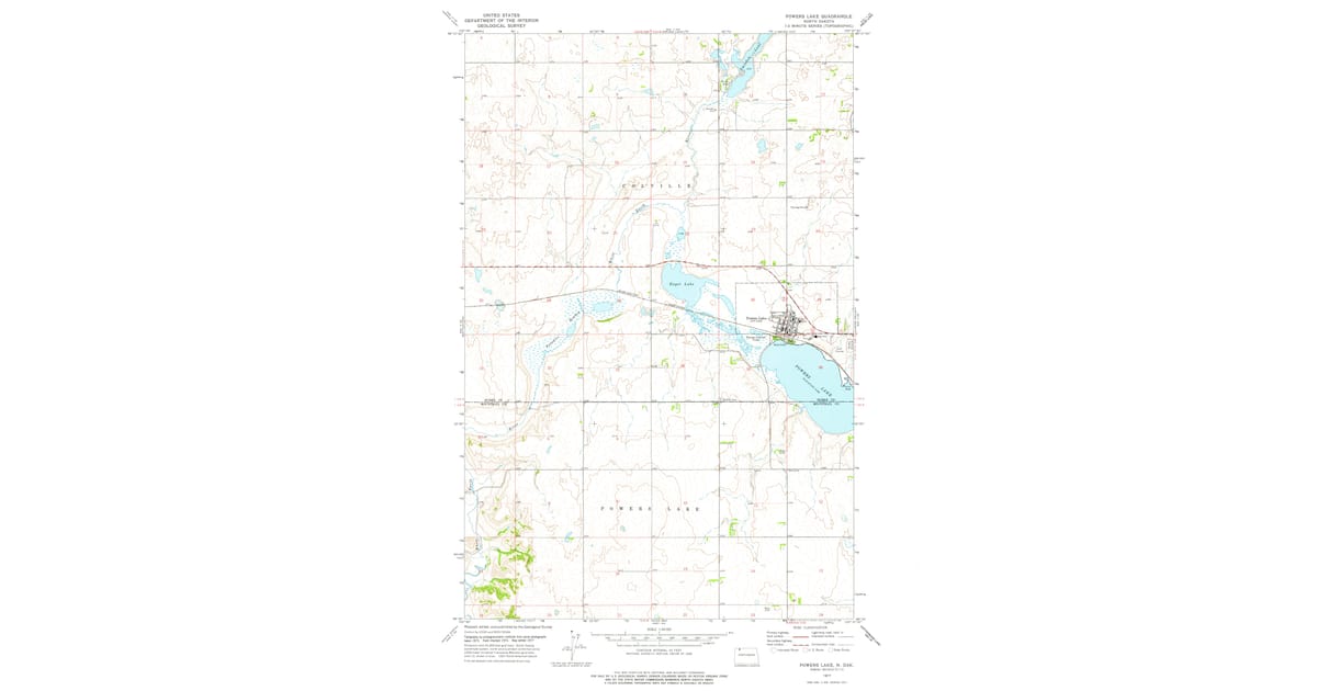 1977 Map of Powers Lake, ND — High-Res | Pastmaps